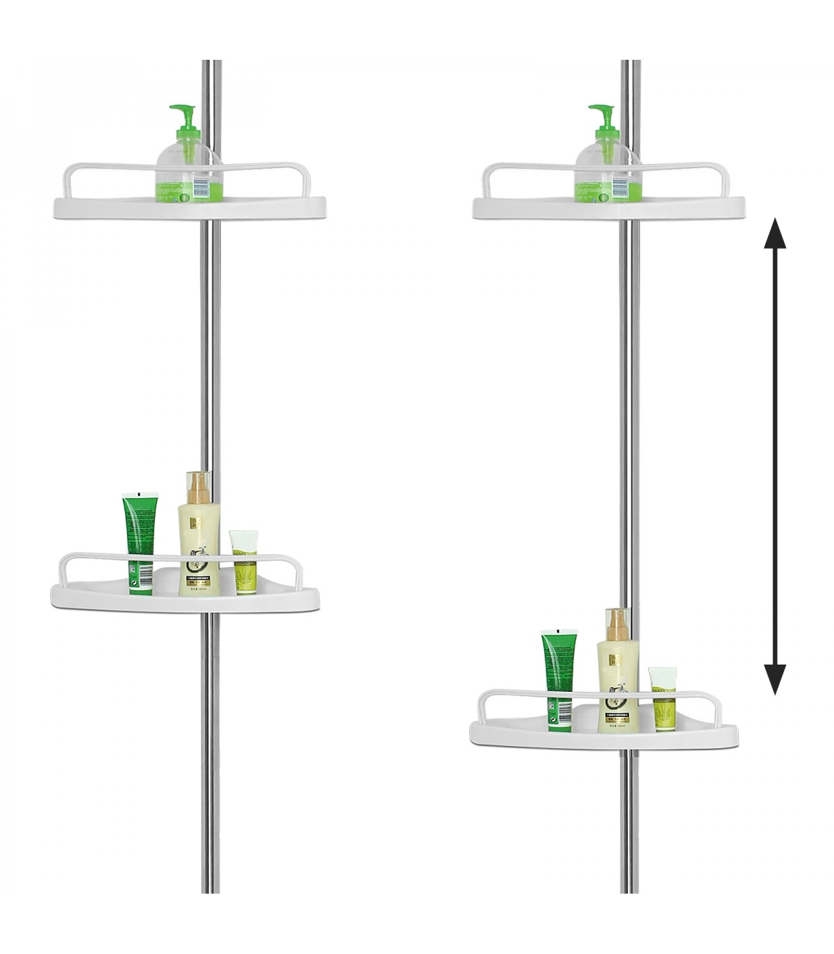 Raft telescopic pentru baie cu 4 niveluri, Reglabil 155-304 cm