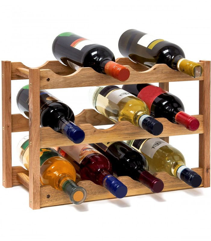Suport sticle vin, 12 sticle, Lemn nuc
