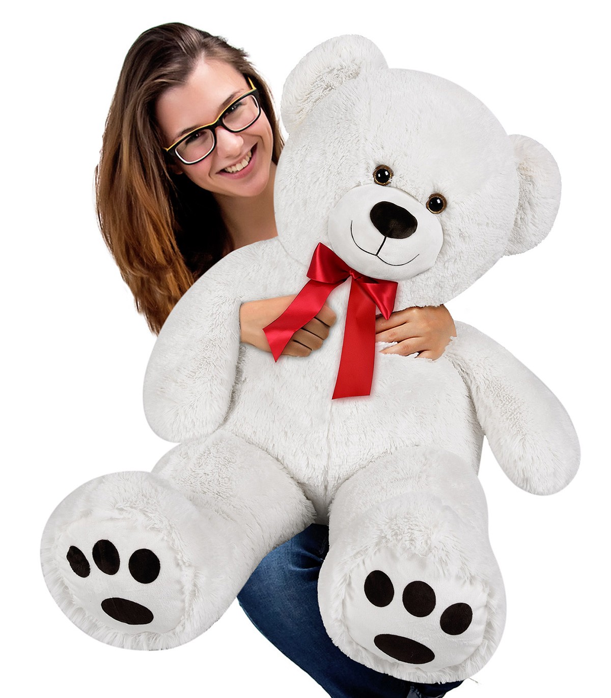 Urs de plus gigant, L, Alb, 50 cm