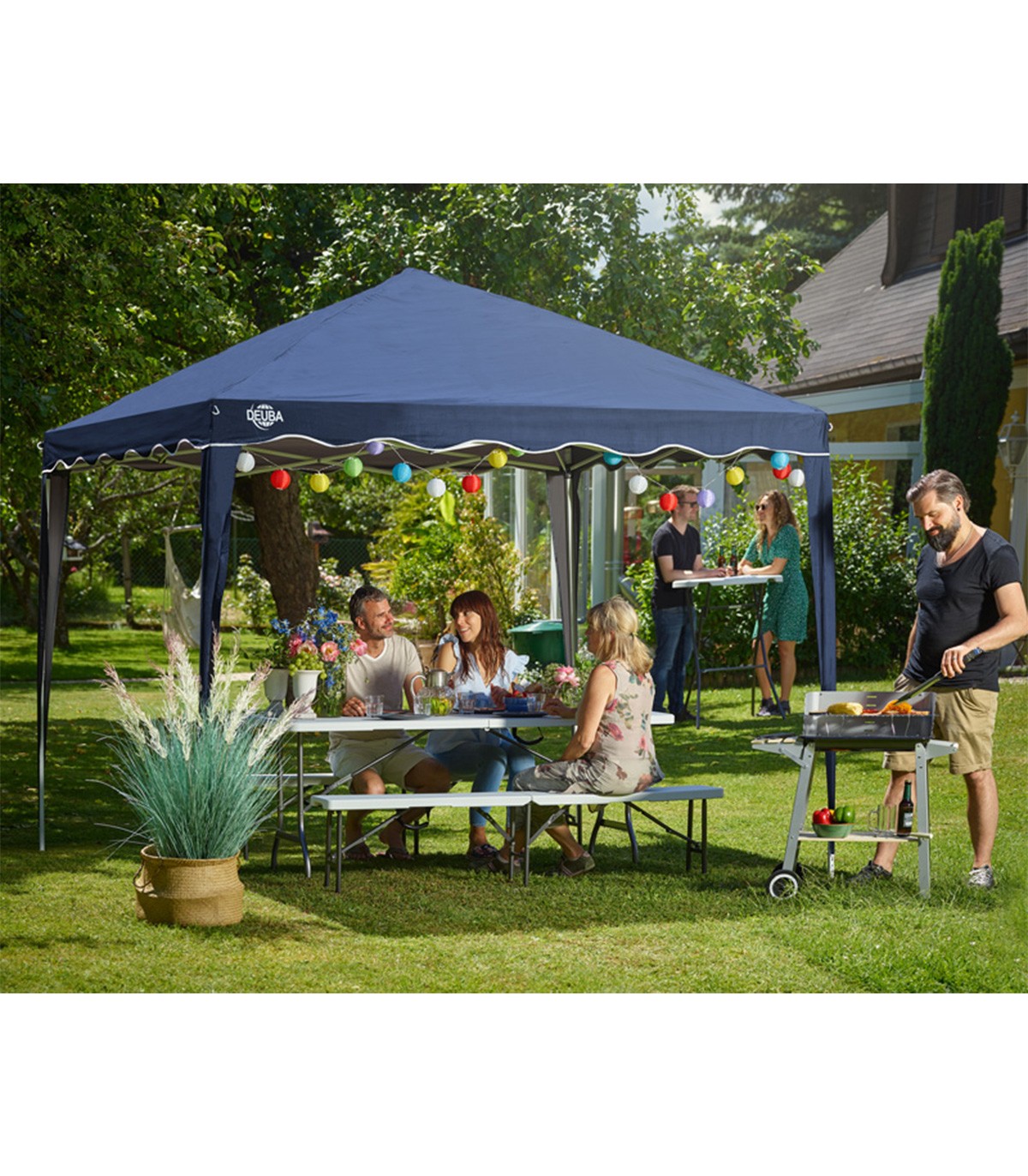 Pavilion gradina Capri, Pliabil, Sistem pop-up, Albastru, 3 x 3 m