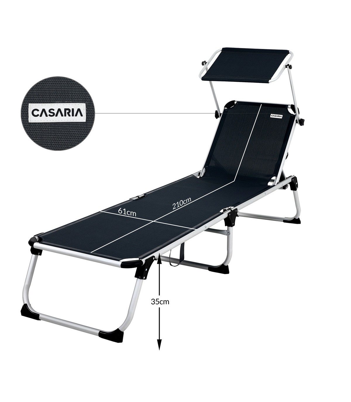 Sezlong cu baldachin reglabil Malta, Antracit