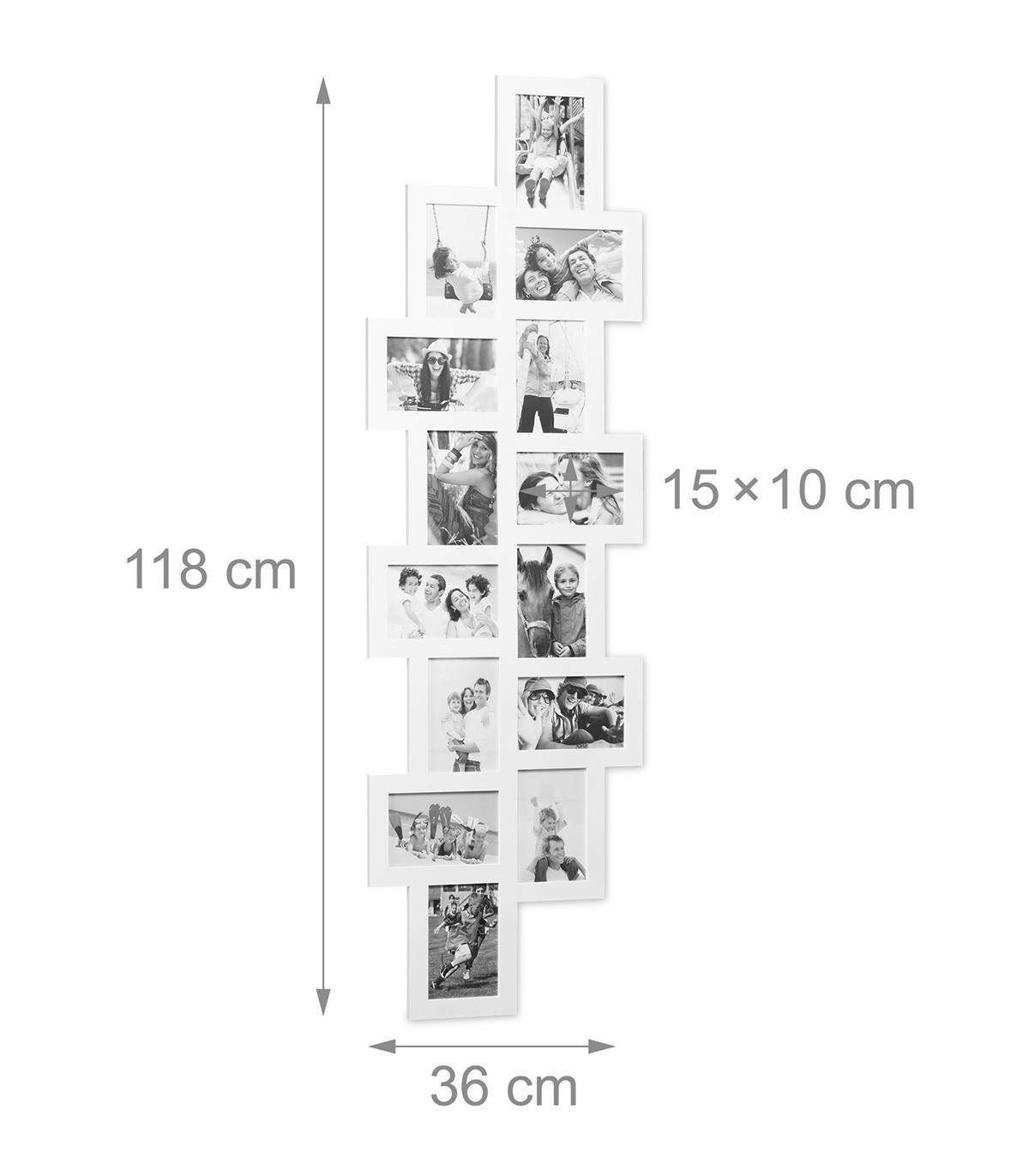 Rame foto XXL, colaj 14 poze, Alb, 36 x 118 cm