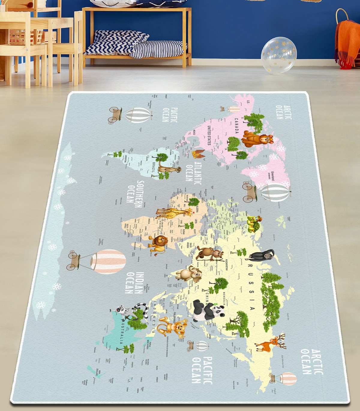 Covor pentru copii Map Oceanum, Multicolor, 100X160 cm