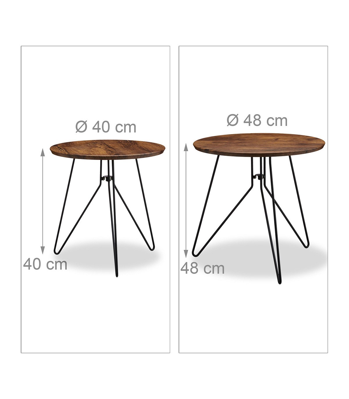 Set 2 masute cafea, Design vintage, Cadru sustinere metal, blat MDF ...