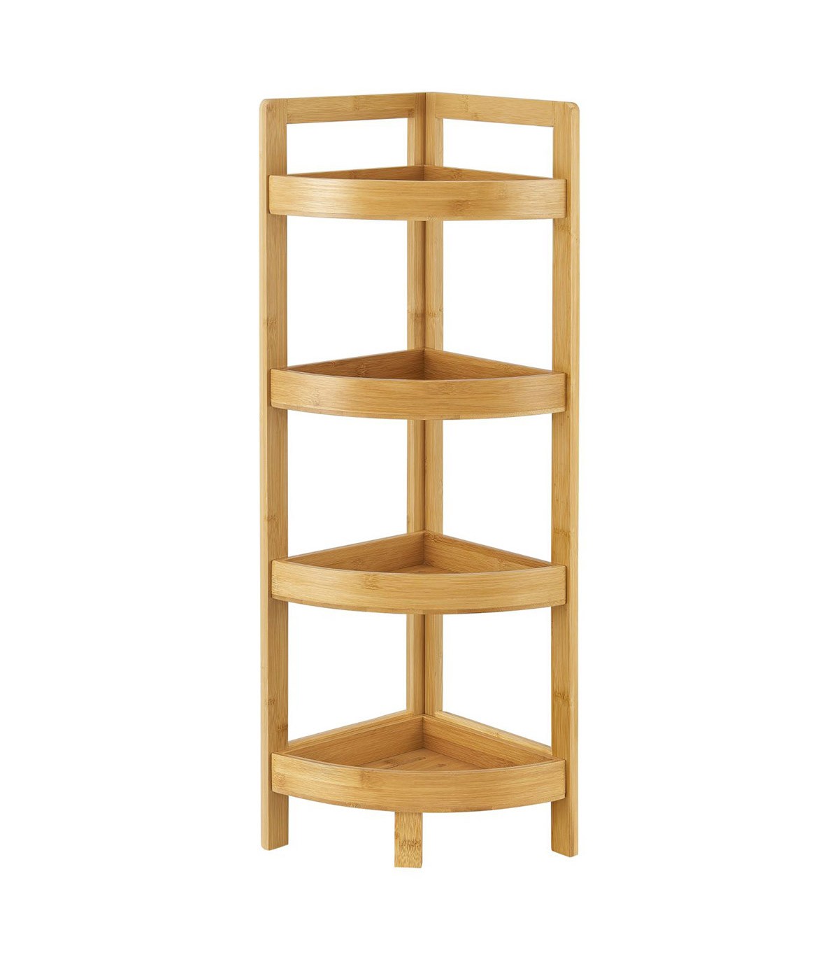 Raft de colt pentru baie, 4 niveluri, 80x23x23cm, bambus, natur