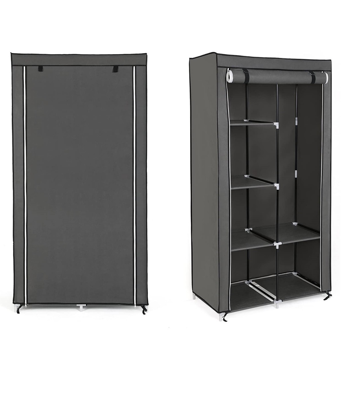 Dulap pentru haine XL cu 2 sine si 7 metode de asamblare, Gri
