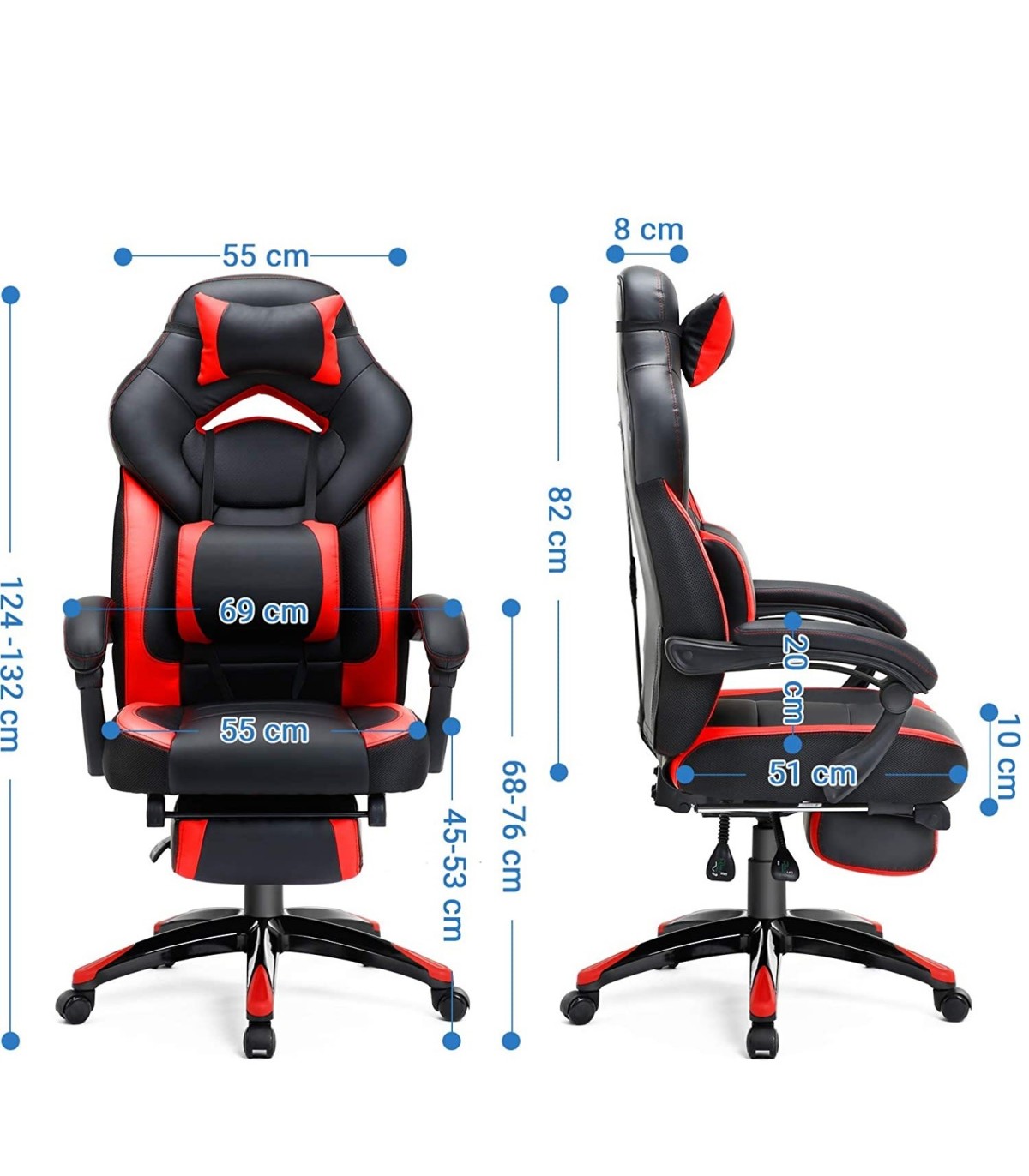 Scaun de gaming, Design ergonomic, Negru+Rosu